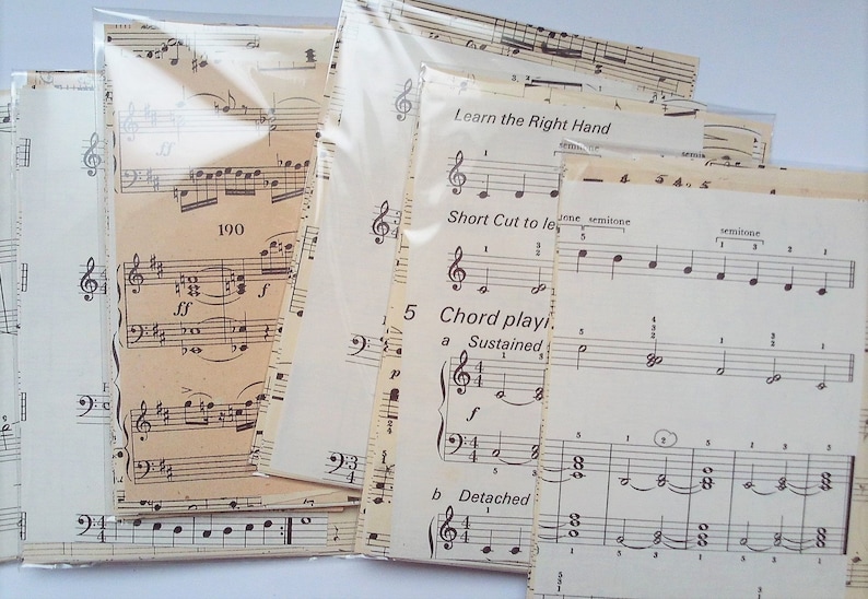 Vintage Music Paper Scrap Pack. 40 Small Old Paper Pieces. | Etsy