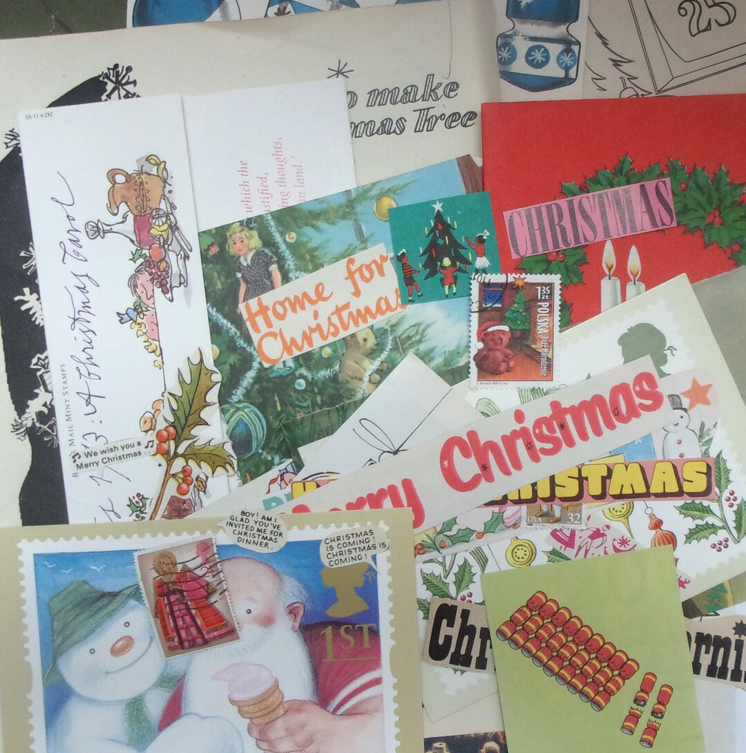 Vintage Christmas Paper Craft Pack: 35 Pieces Including Postcards, Cut ...