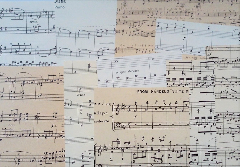 Vintage Music Paper Scrap Pack. 40 Small Old Paper Pieces. | Etsy