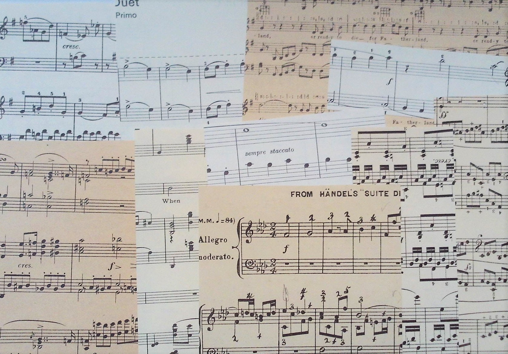 Vintage Music Paper Scrap Pack. 40 Small Old Paper Pieces. Lucky Dip ...