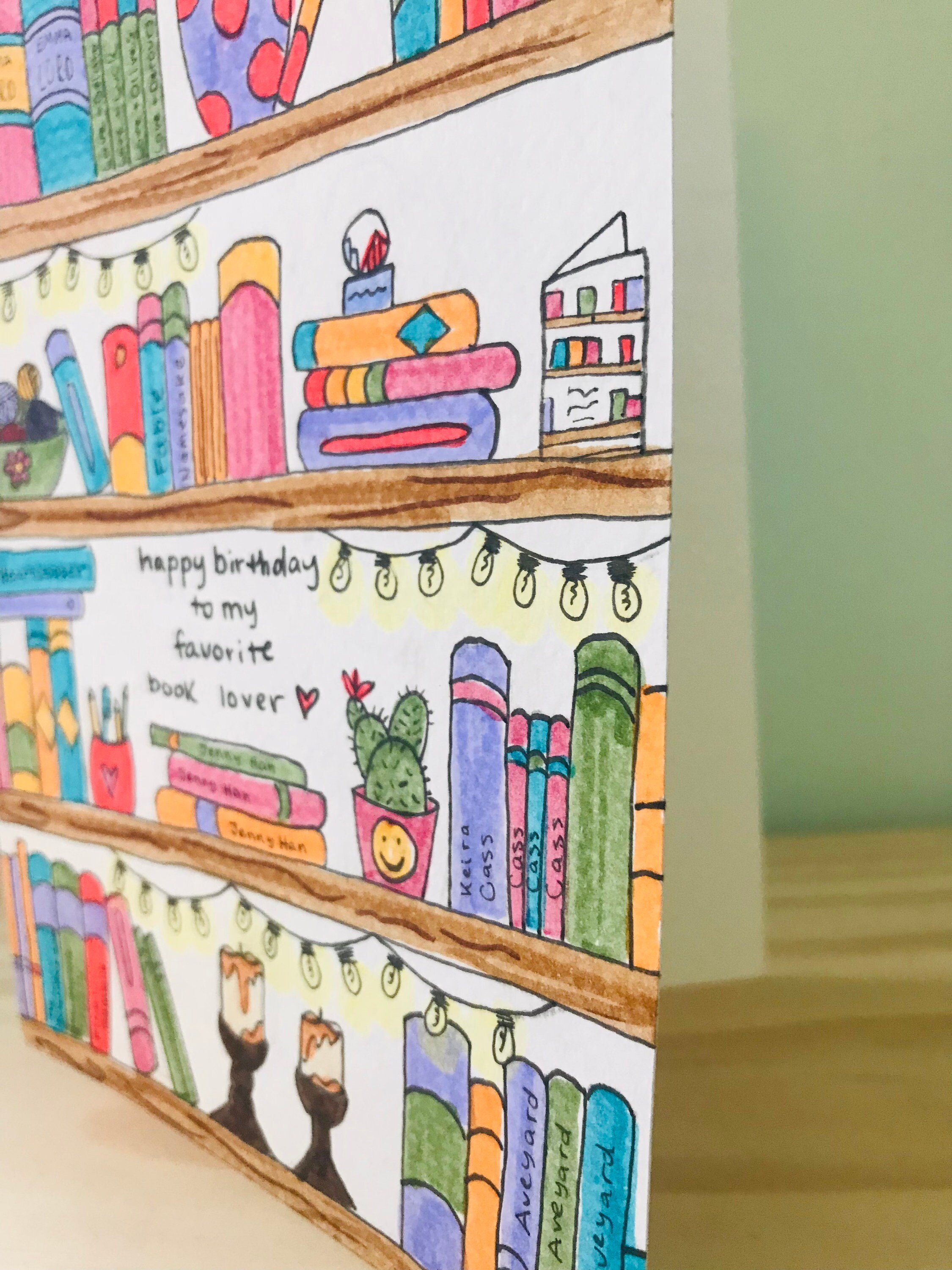 Book Lover’s Birthday Card Rainbow Shelves - Etsy