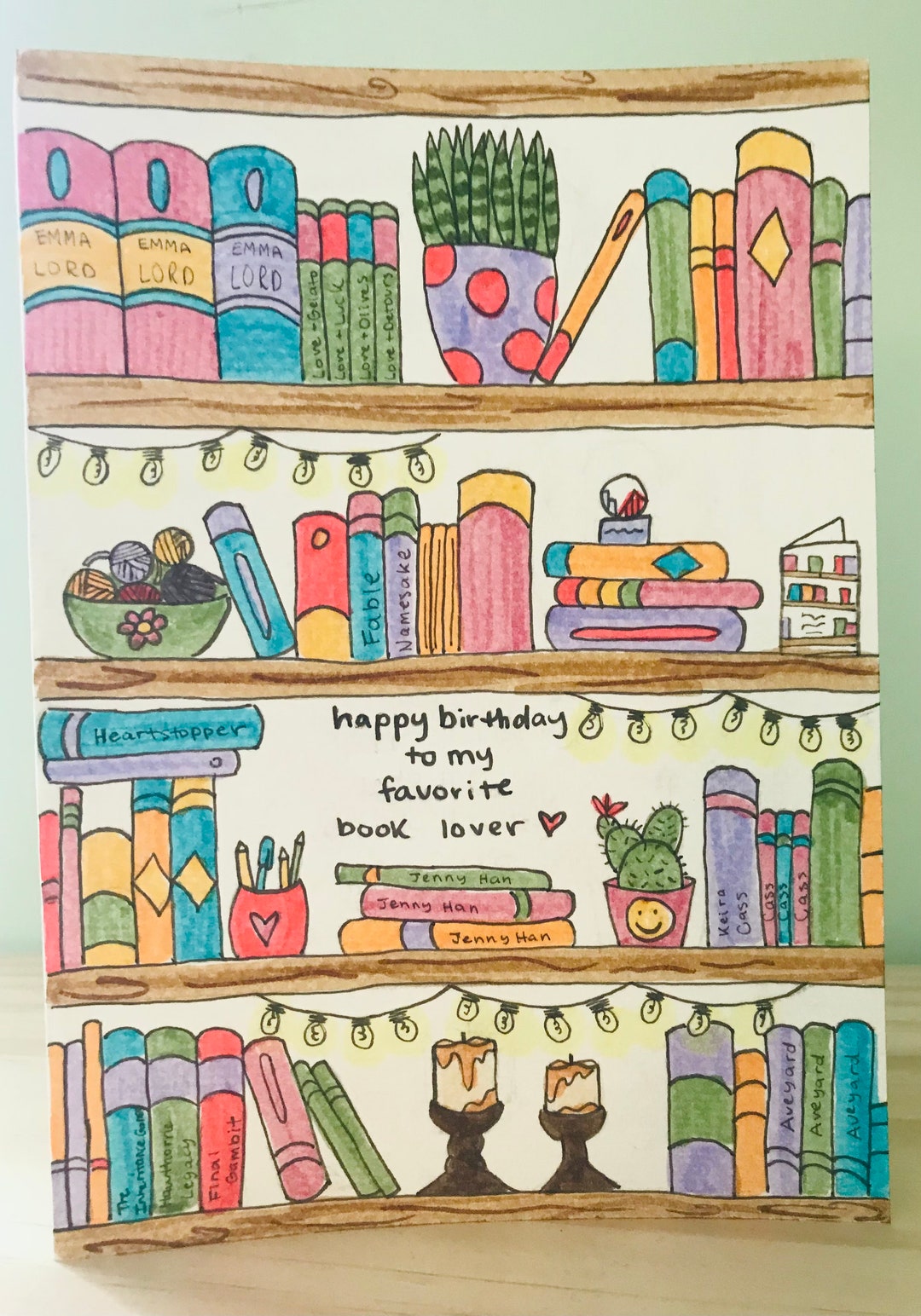 Book Lover’s Birthday Card Rainbow Shelves - Etsy