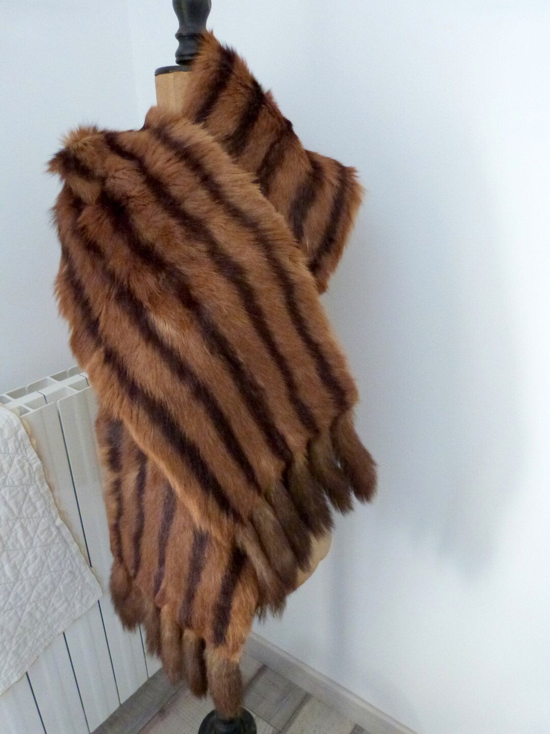 Antique Mink Fur Pelt Wrap Stole Collar Scarf Shawl Wrap W Tails, Long ...