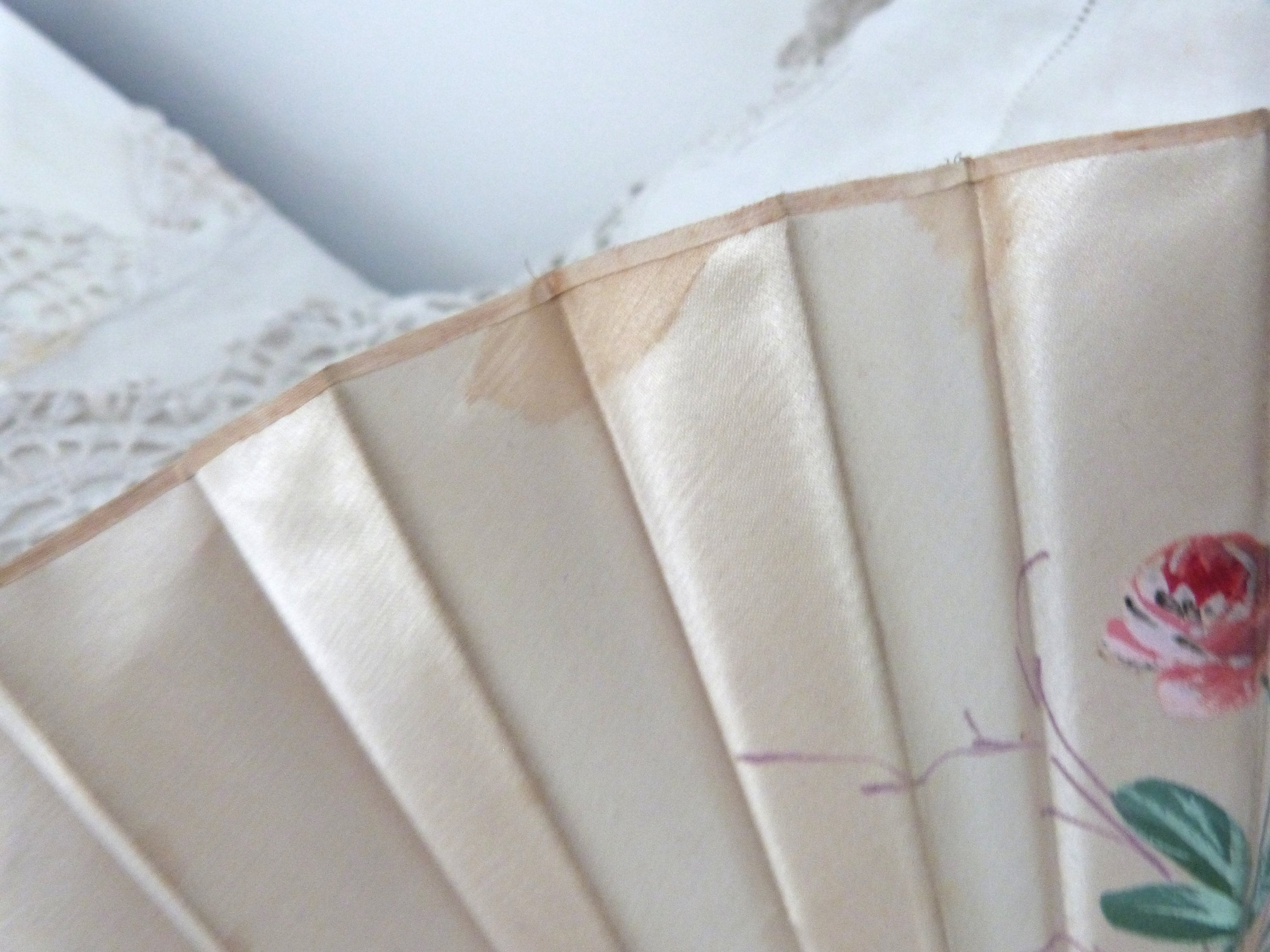 Antique Hand Fan 1800s Folding Fan French Chateau Hand Painted Silk W ...