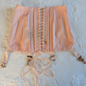 Antique French Stays Corset Garter W Bones Peach 1920s Lingerie, Boned ...