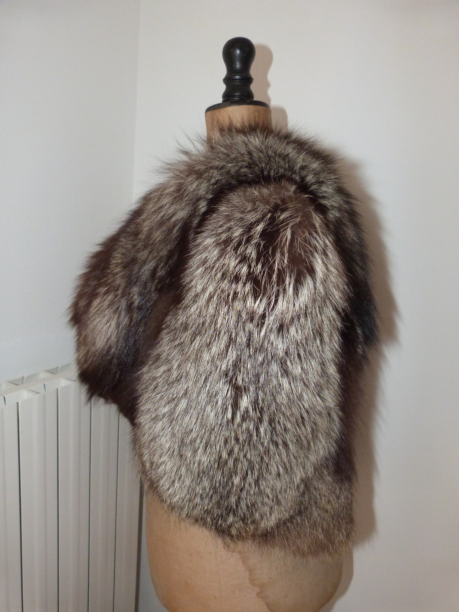 Antique Silver Fox Fur Pelt Cape Cope Wrap Stole Wrap Shrug French ...