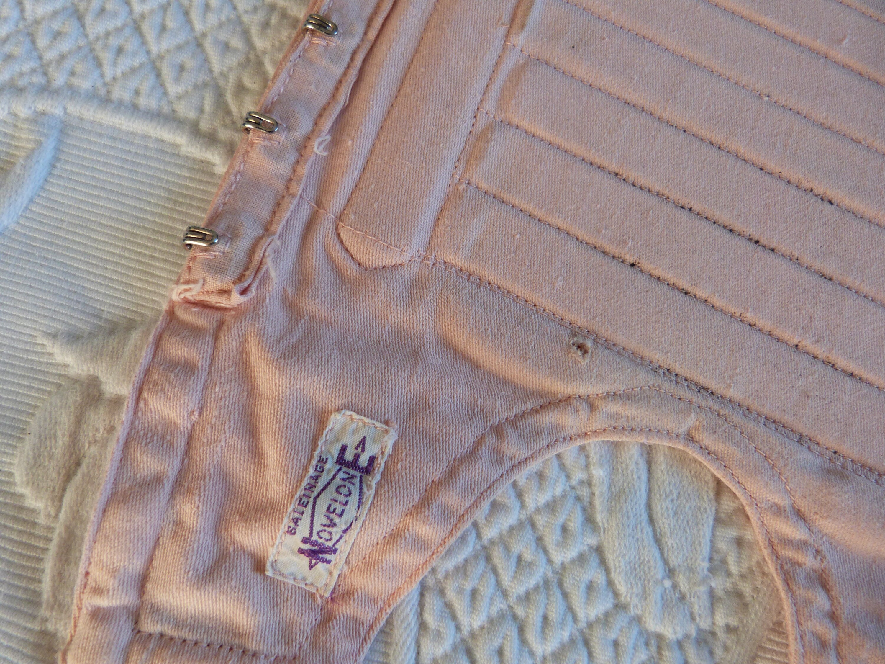 Antique French Stays Corset Garter W Bones Peach 1920s Lingerie, Boned ...