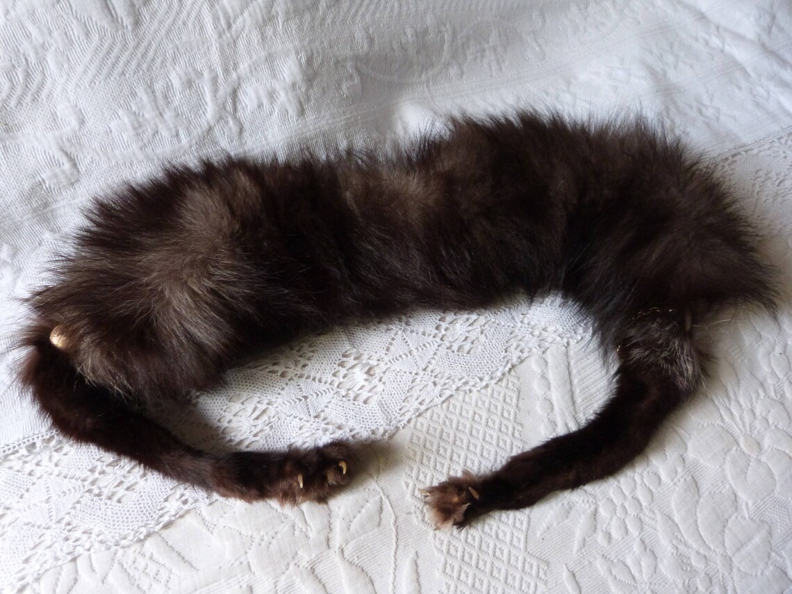 Antique Silver Fox Fur Pelt Wrap Stole Collar Scarf Shawl Wrap - Etsy