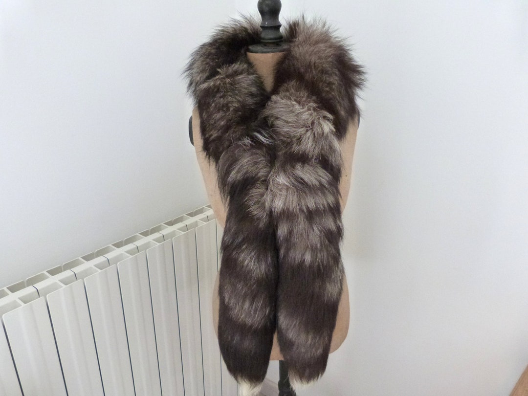 Antique Silver Fox Fur Pelt Scarf Wrap Stole Shrug French Antique Real ...