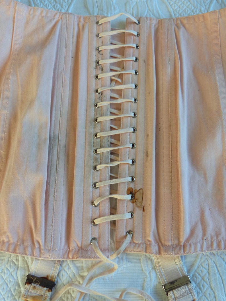 Antique French Stays Corset Garter W Bones Peach 1920s Lingerie, Boned ...