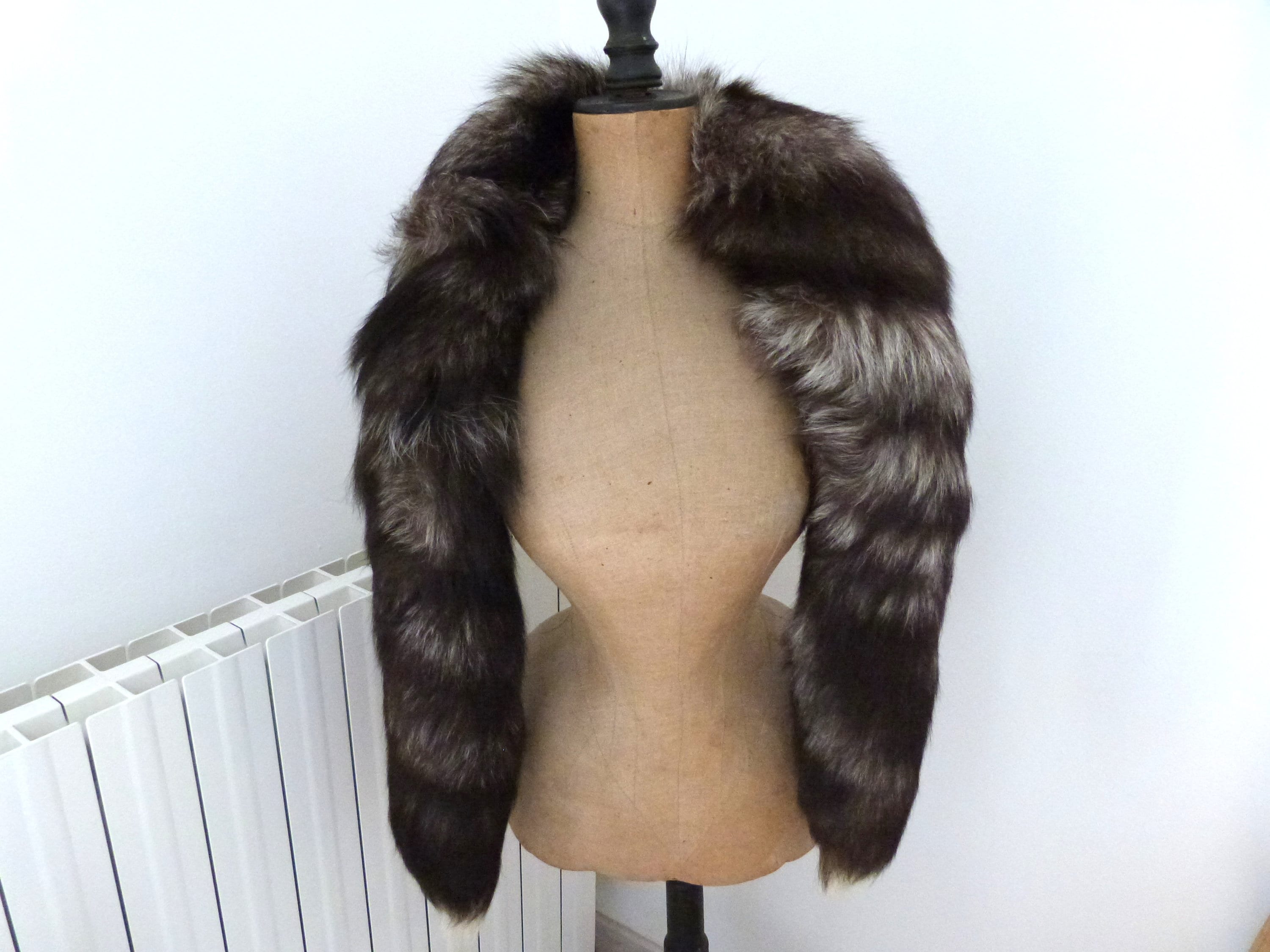 Antique Silver Fox Fur Pelt Scarf Wrap Stole Shrug French Antique Real ...