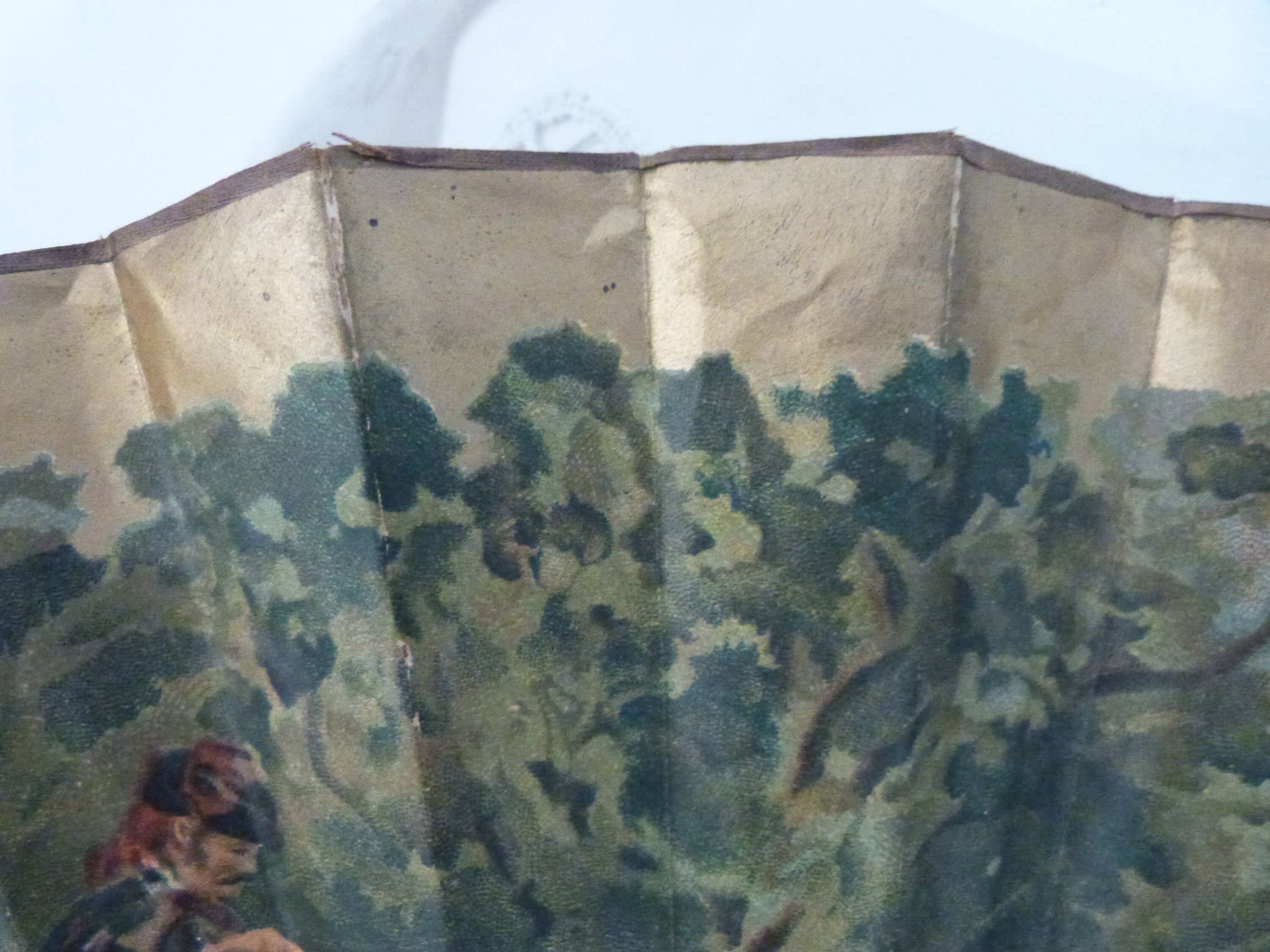 Antique Hand Fan 1900s Folding Fan French Paper W Musicians and Roses ...
