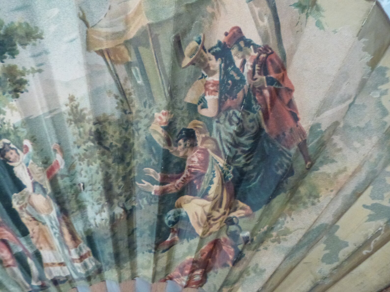 Antique Hand Fan 1900s Folding Fan French Paper W Musicians and Roses ...