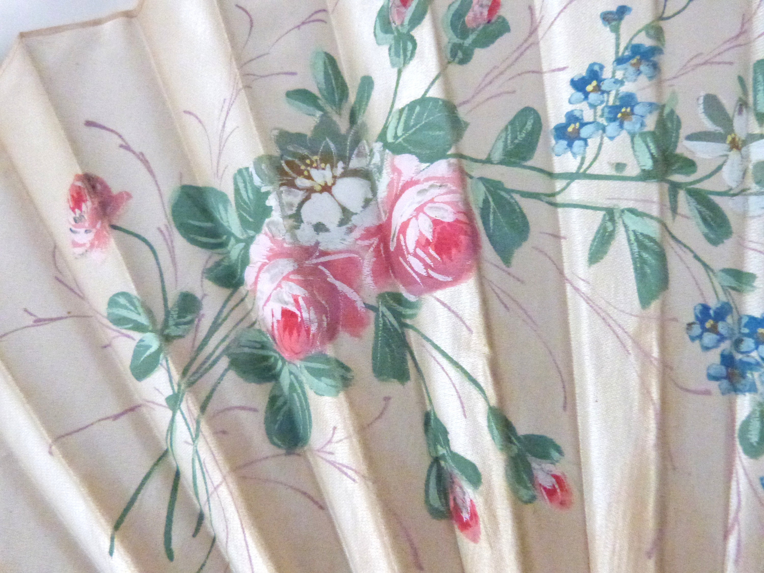 Antique Hand Fan 1800s Folding Fan French Chateau Hand Painted Silk W ...