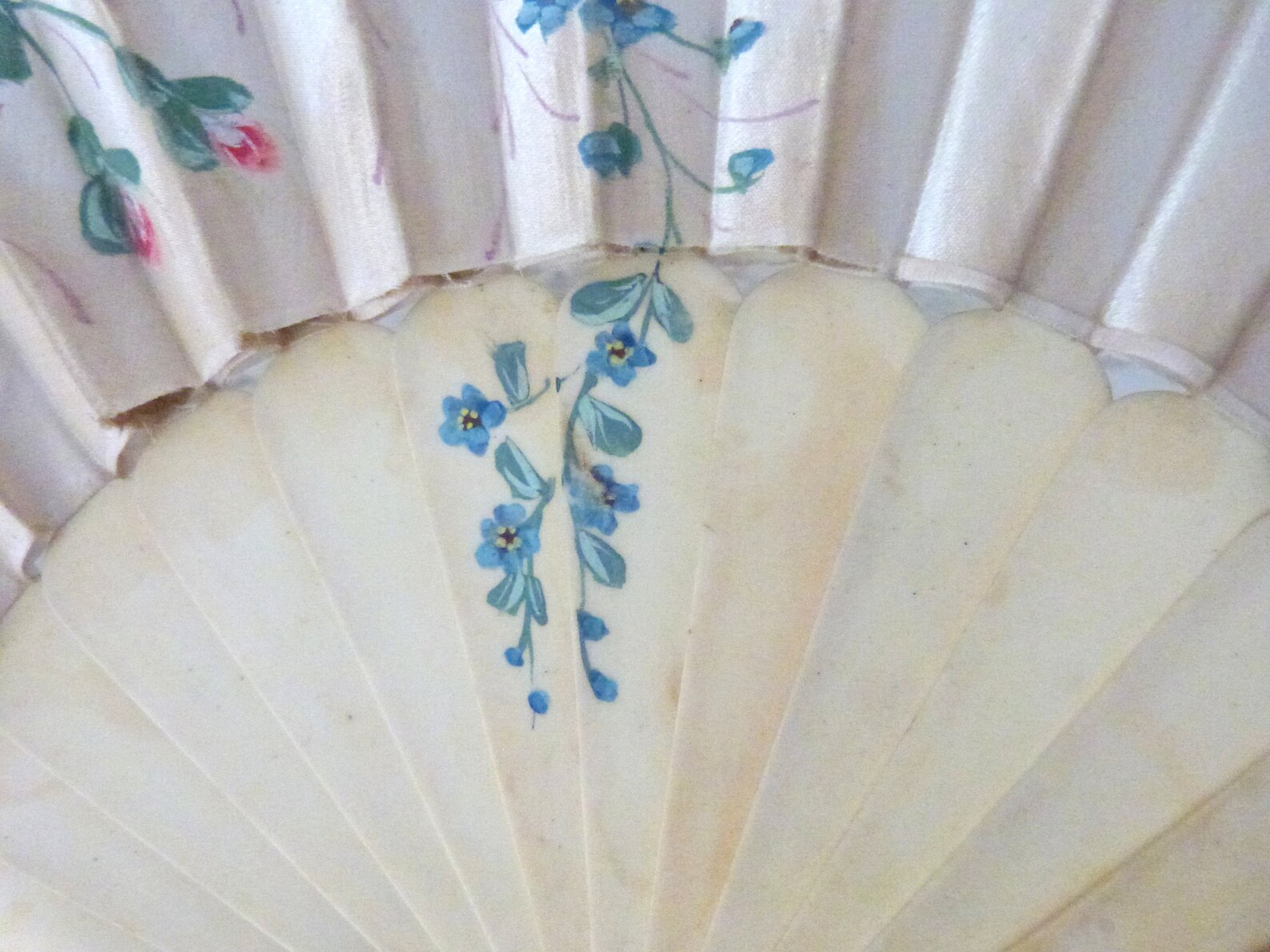 Antique Hand Fan 1800s Folding Fan French Chateau Hand Painted Silk W ...