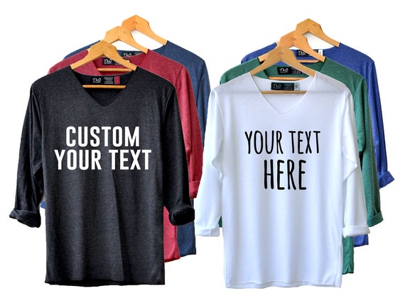 Custom Shirt Custom text T-Shirt Long Sleeve High Quality | Etsy