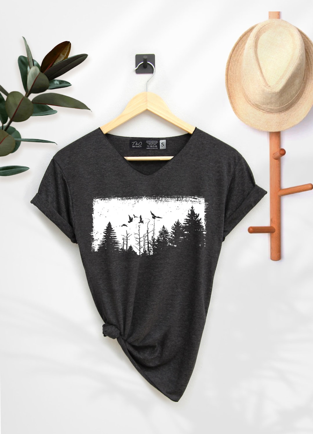 Forest Shirt Hiking Shirt Adventure Shirt Pine Tree Shirt T-shirt High ...