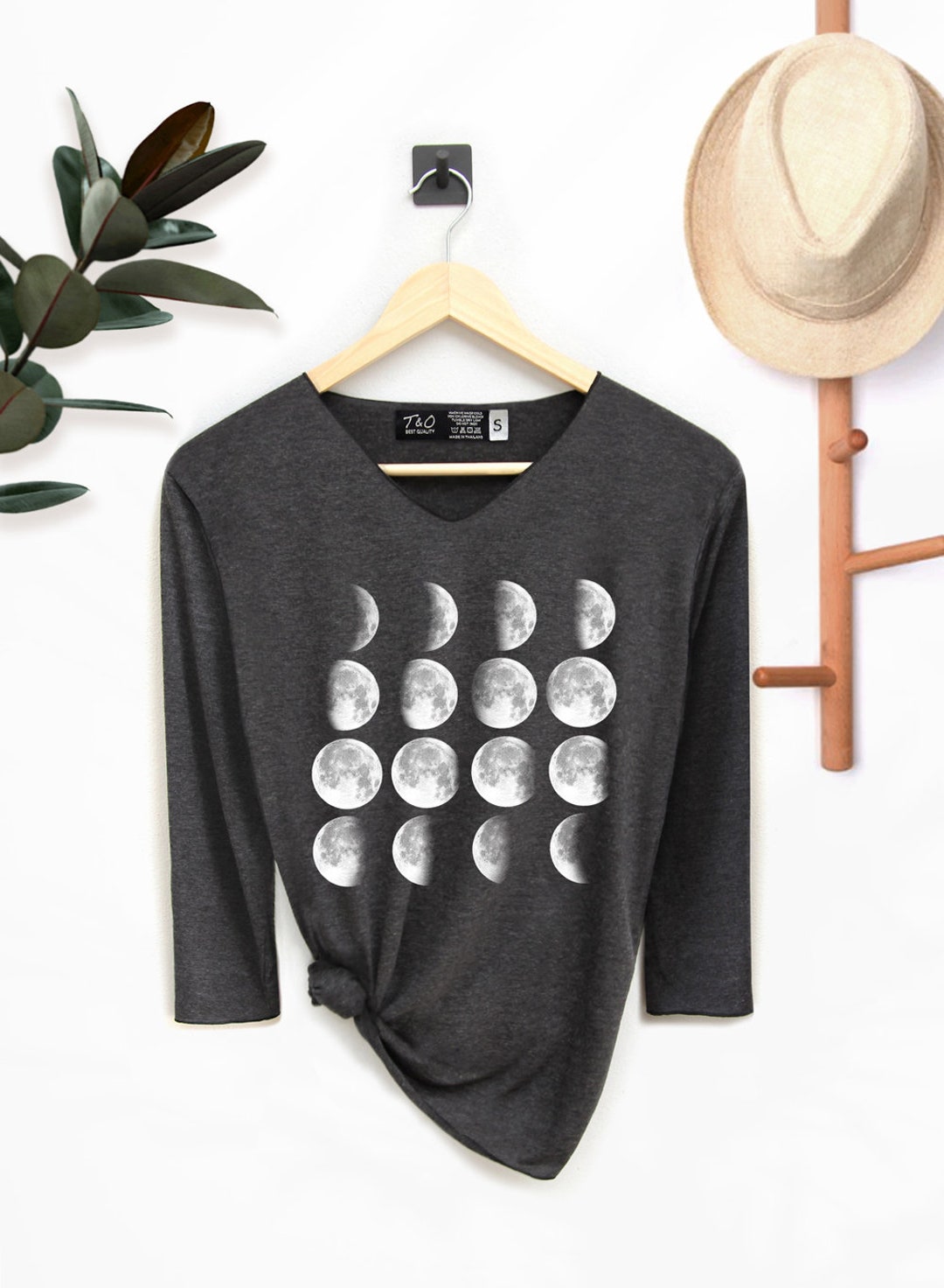 Moon Phase Shirt Moon Shirt Moon Night T-shirt Long Sleeve High Quality ...