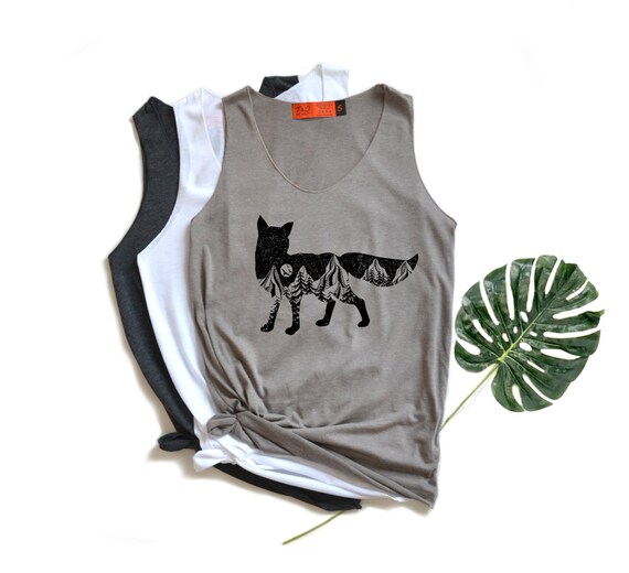 Fox tank top Shirt fox mountains Tanks Tops High Quality | Etsy