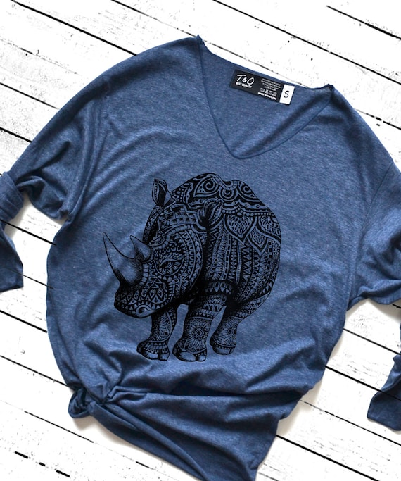 Rhino Shirt rhinoceros Shirt Rhino Zentangle graphic Shirt | Etsy