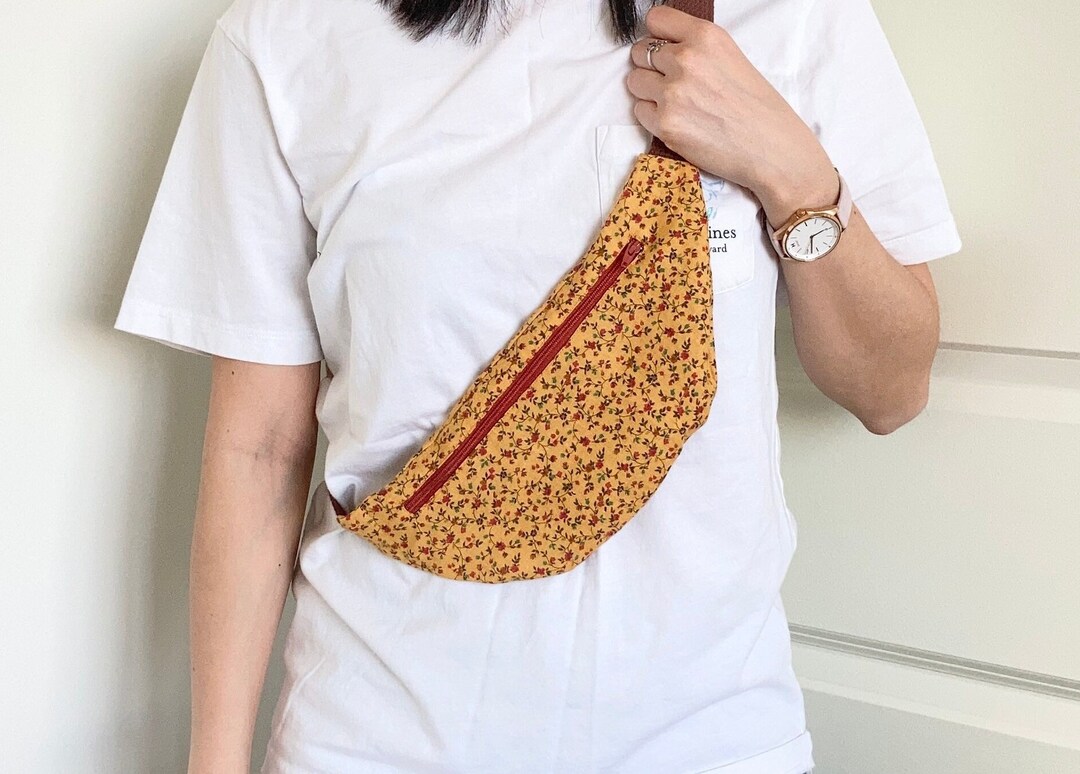 Fanny Pack Cottagecore Mustard Yellow With Flowers Handmade, Flat ...