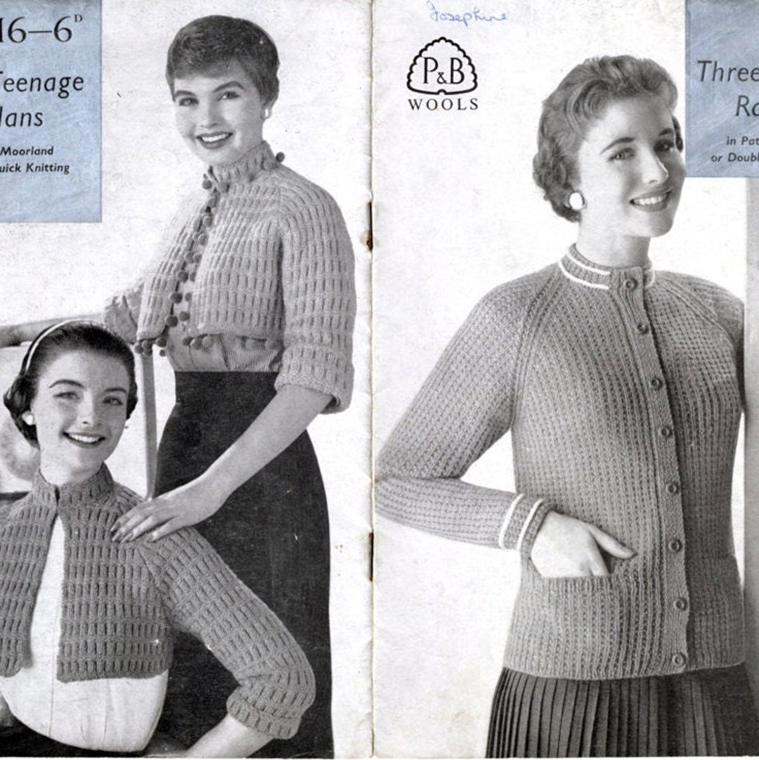 Original 1950's Patons and Baldwins 416 Knitting Pattern, 3 Styles of ...