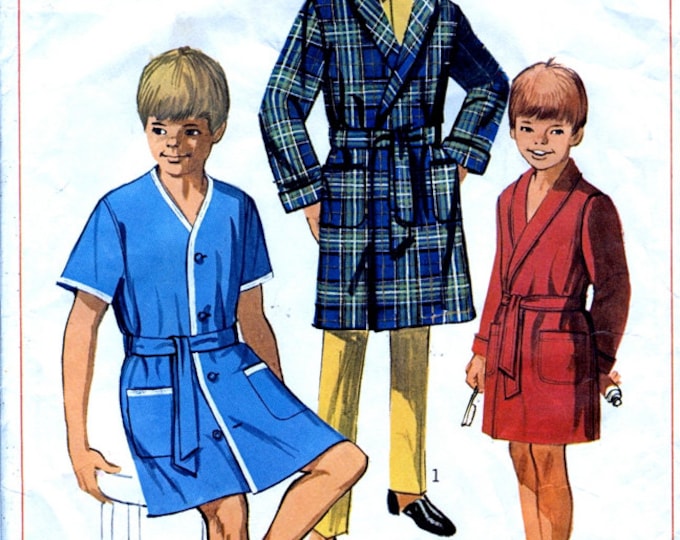 Boys' Robe / Dressing Gown. 1960's Vintage Sewing Pattern. Chest 24 ...