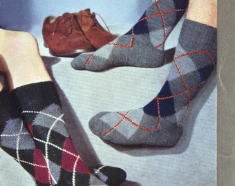 1950s Vintage Argyle Socks PDF KNITTING PATTERN - Etsy