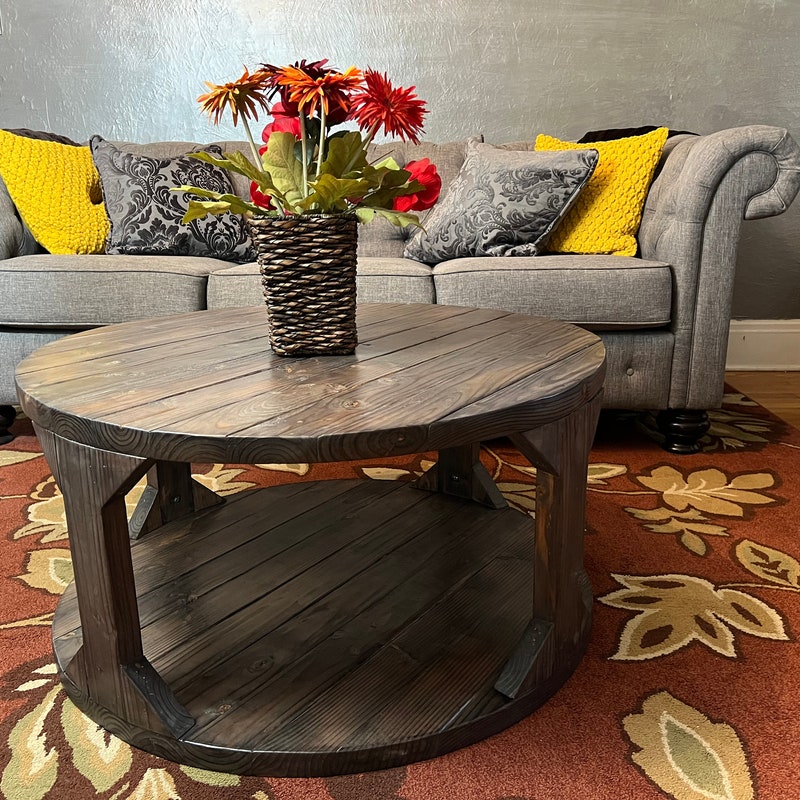 Round Wood Coffee Table - Etsy