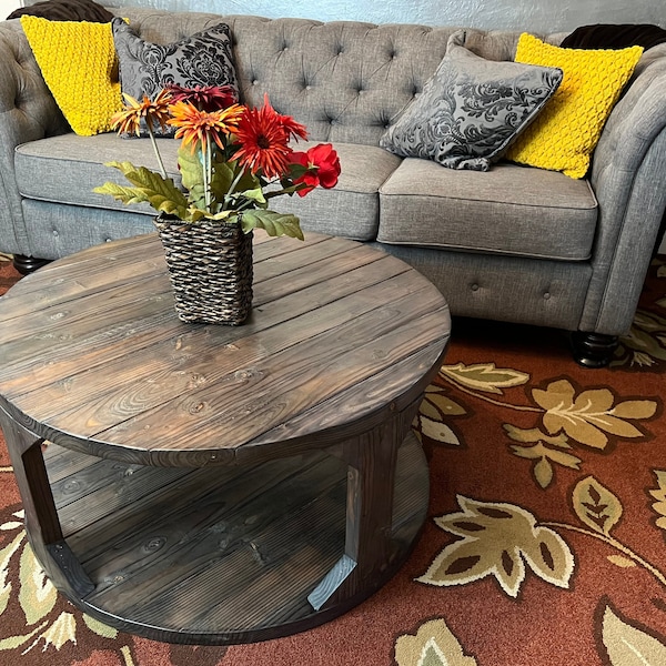 Round Modern Farmhouse Coffee Table - Etsy