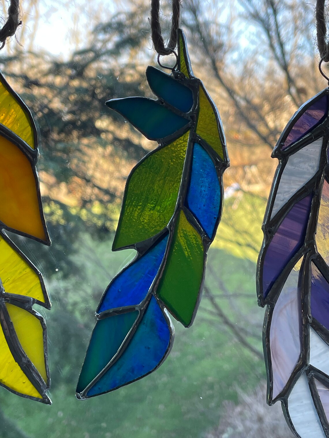 Stained Glass Feather Sun Catchers - Etsy