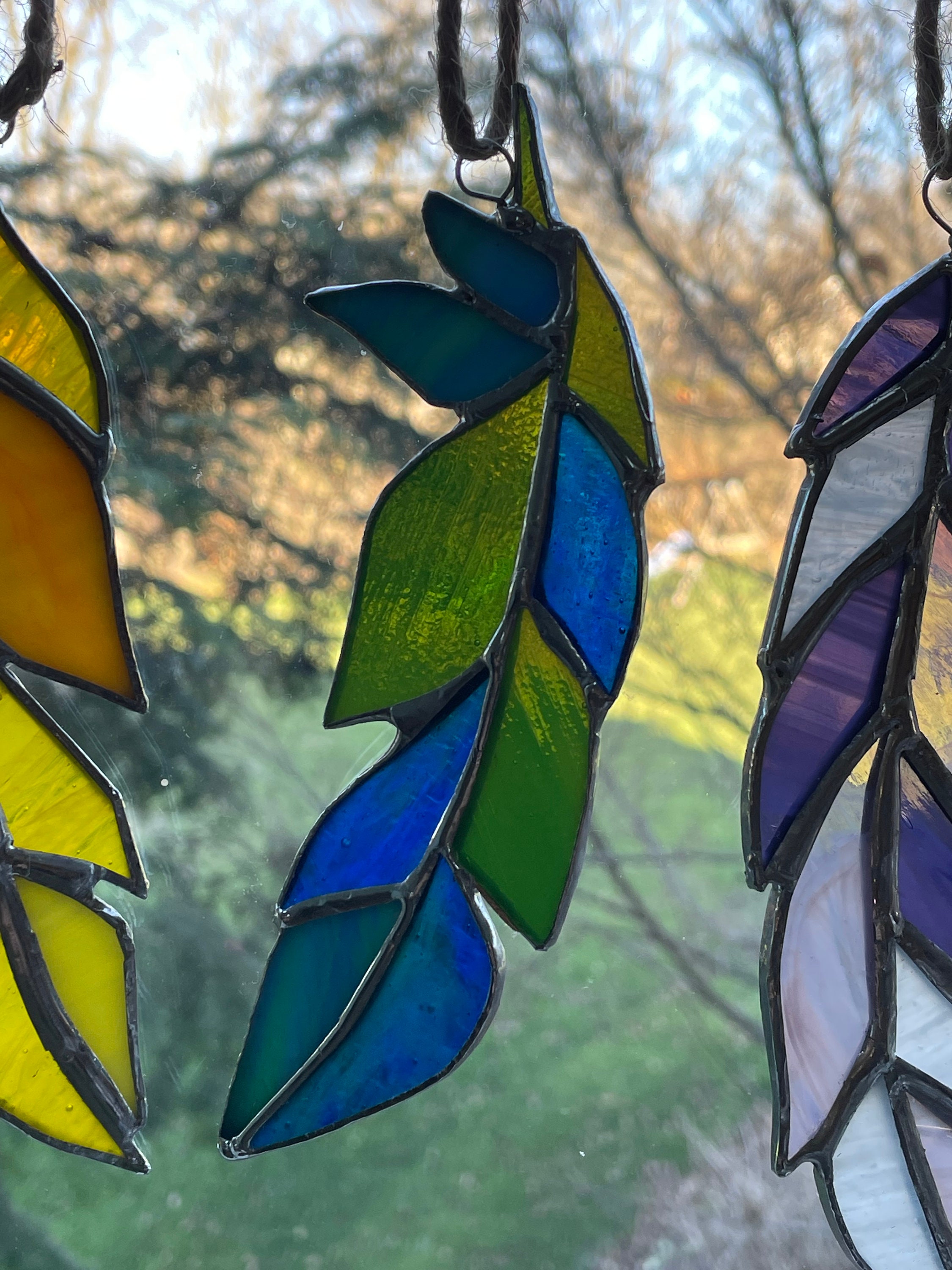 Stained Glass Feather Sun Catchers - Etsy