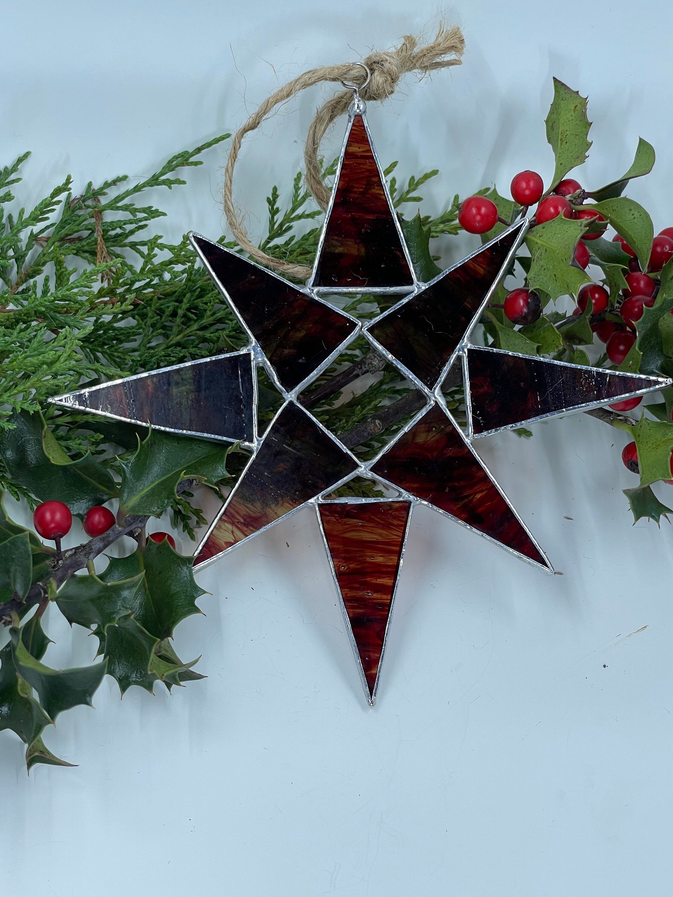 Stained Glass 8 Pt Star Ornaments/suncatchers - Etsy