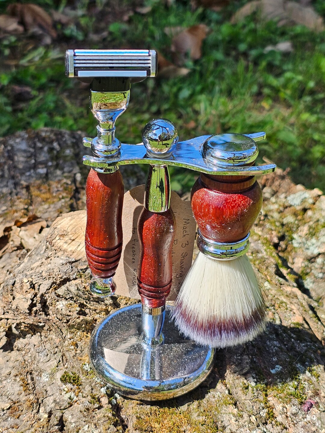 3 Piece Shaving Set Hand Turned From Padauk - Etsy