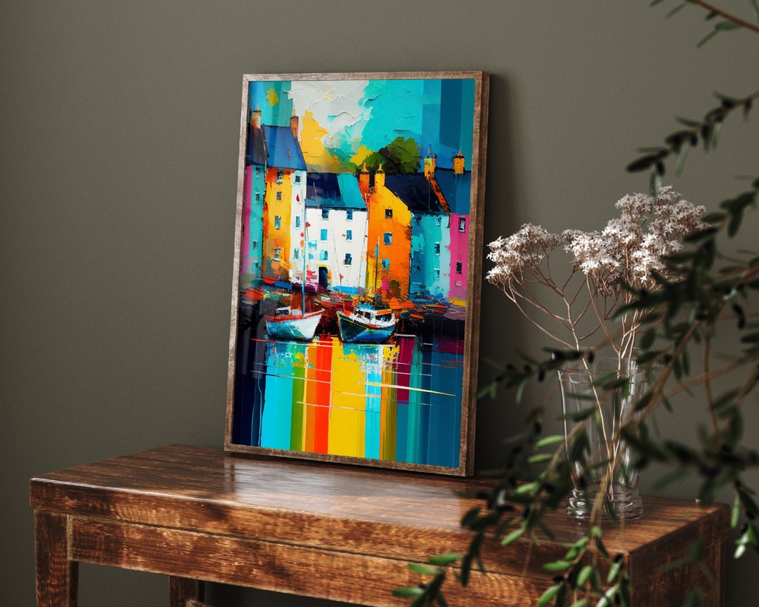 Cornwall Posters Colourful Abstract Padstow - Art Print Poster Painting ...