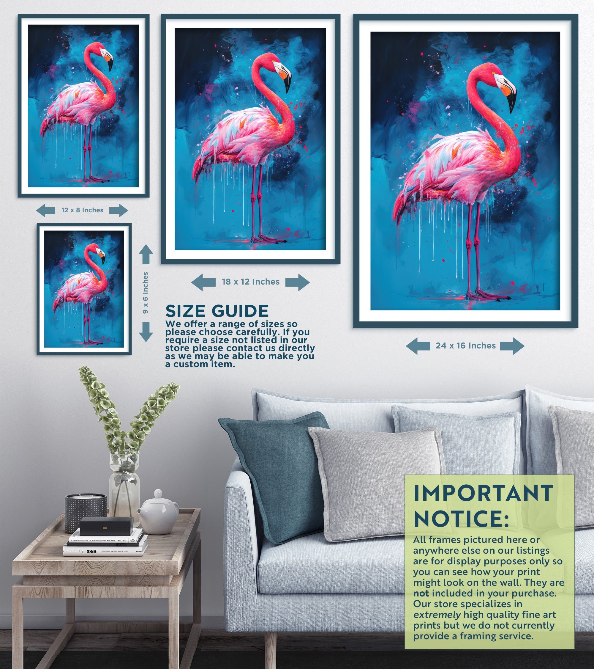 Flamingo Dripping Oil Painting - Art Print Poster Painting - Museum ...