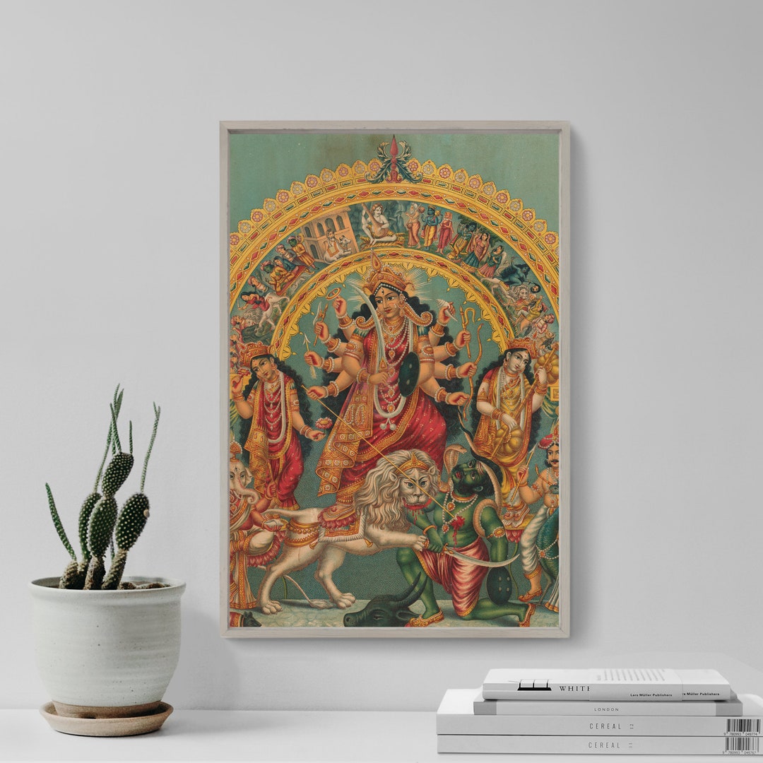 Shri Shri Durga With Mahisha Trisula Lakshmi Saraswati (1890) - Classic ...