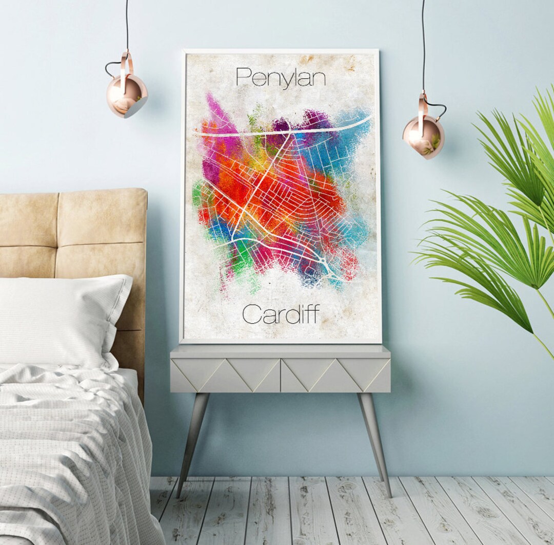 Penylan (cardiff, Wales) Street Map - Original Art Print - Poster ...