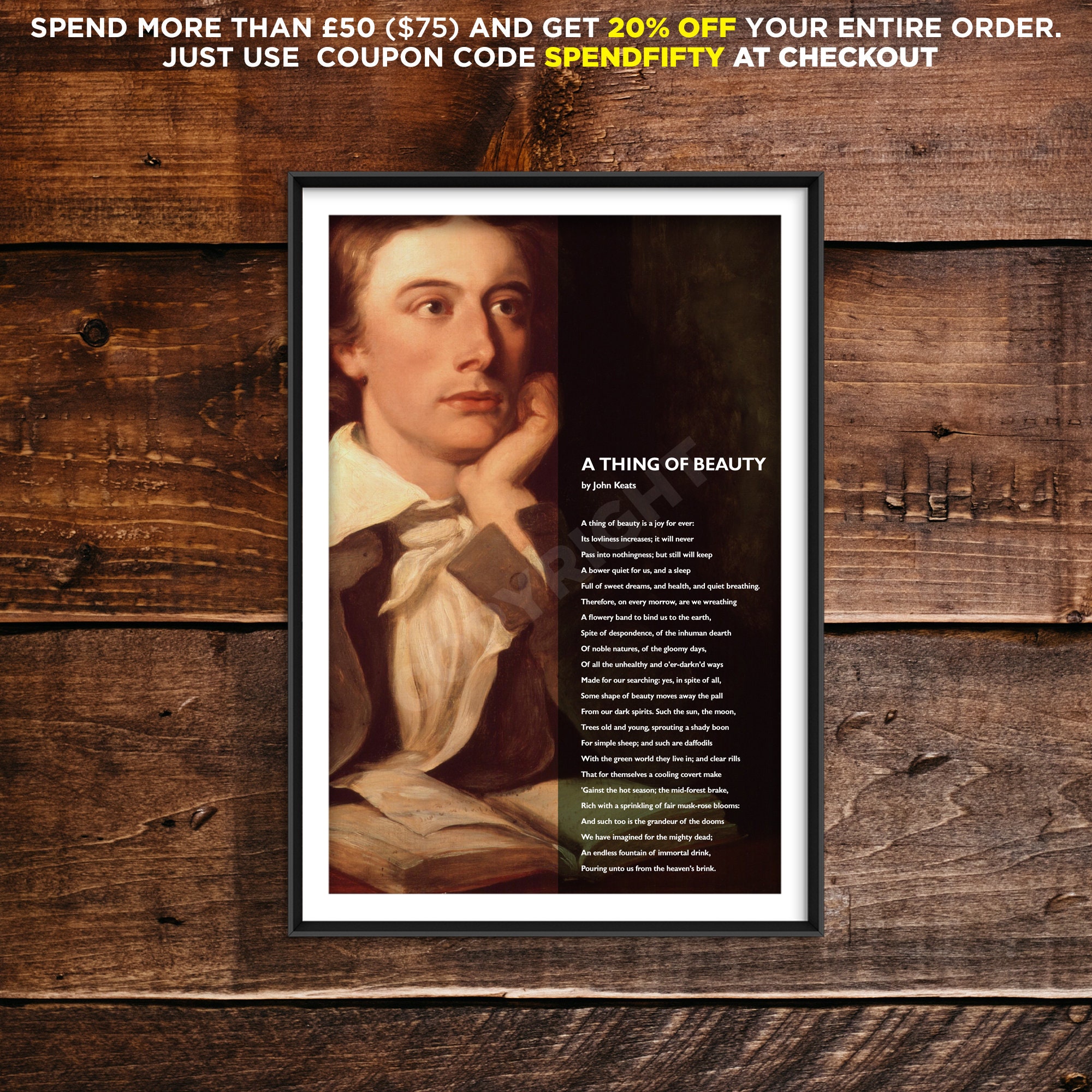 John Keats Poem A Thing of Beauty Poster Original Art - Etsy UK