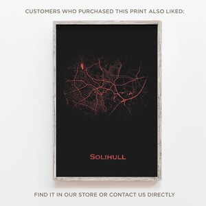 Solihull Map - Original Art Print - City Street Map of Solihull ...