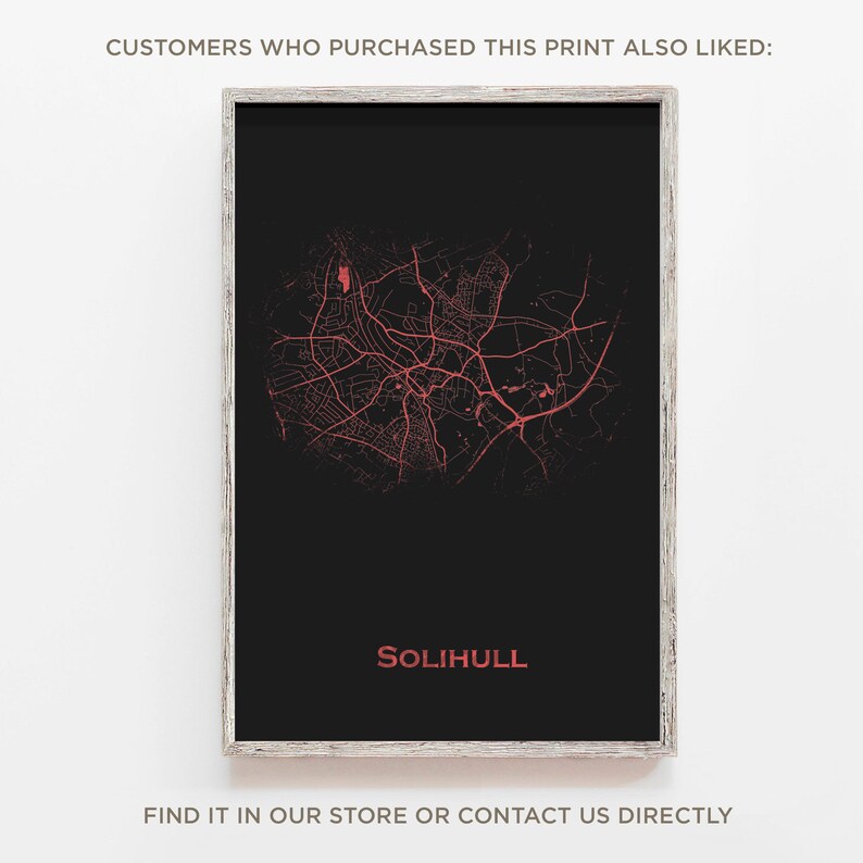 Solihull Map Original Art Print City Street Map of | Etsy