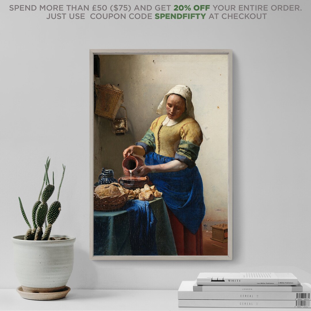 Johannes Vermeer the Milkmaid 1658 Reproduction of a Classic Painting ...