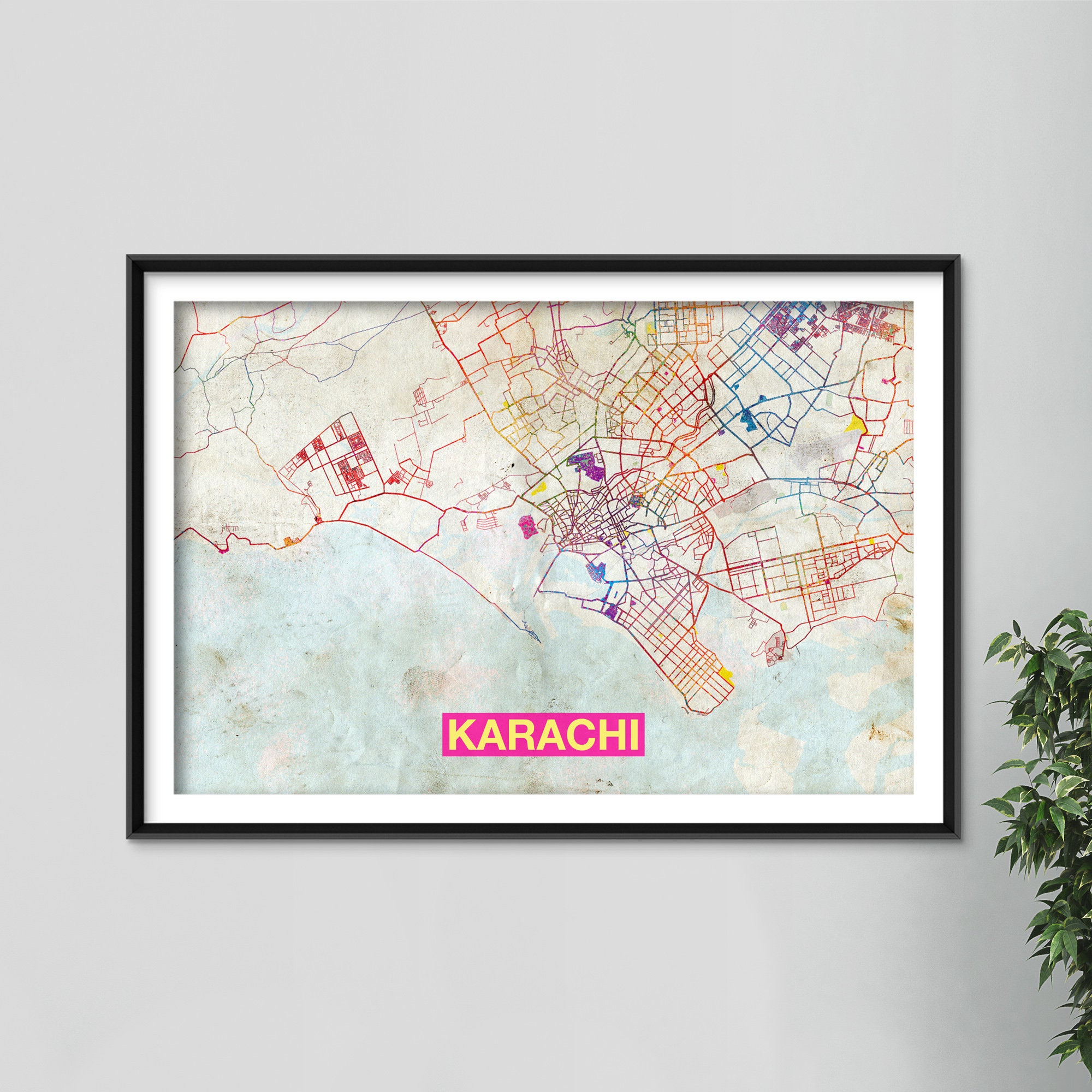 Prints map of Karachi Pakistan Karachi map art map poster Karachi map ...