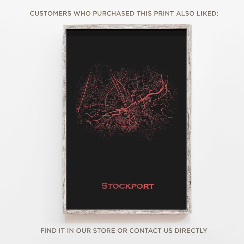 Stockport Map - Original Art Print - City Street Map of Stockport ...