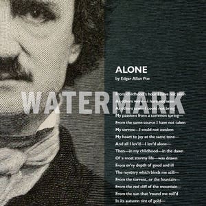 Edgar Allan Poe Poem - Alone - Poster Original Art Print Photo - Allen ...