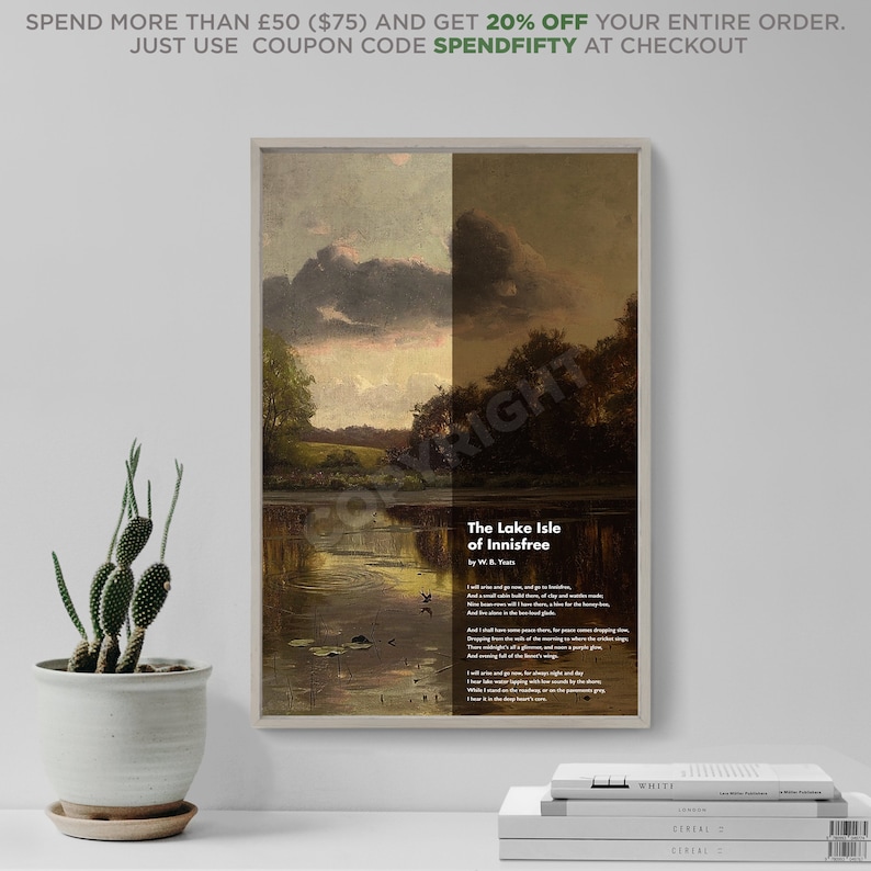 The Lake Isle of Innisfree Poem by W. B. Yeats - Art Print Poster Gift ...