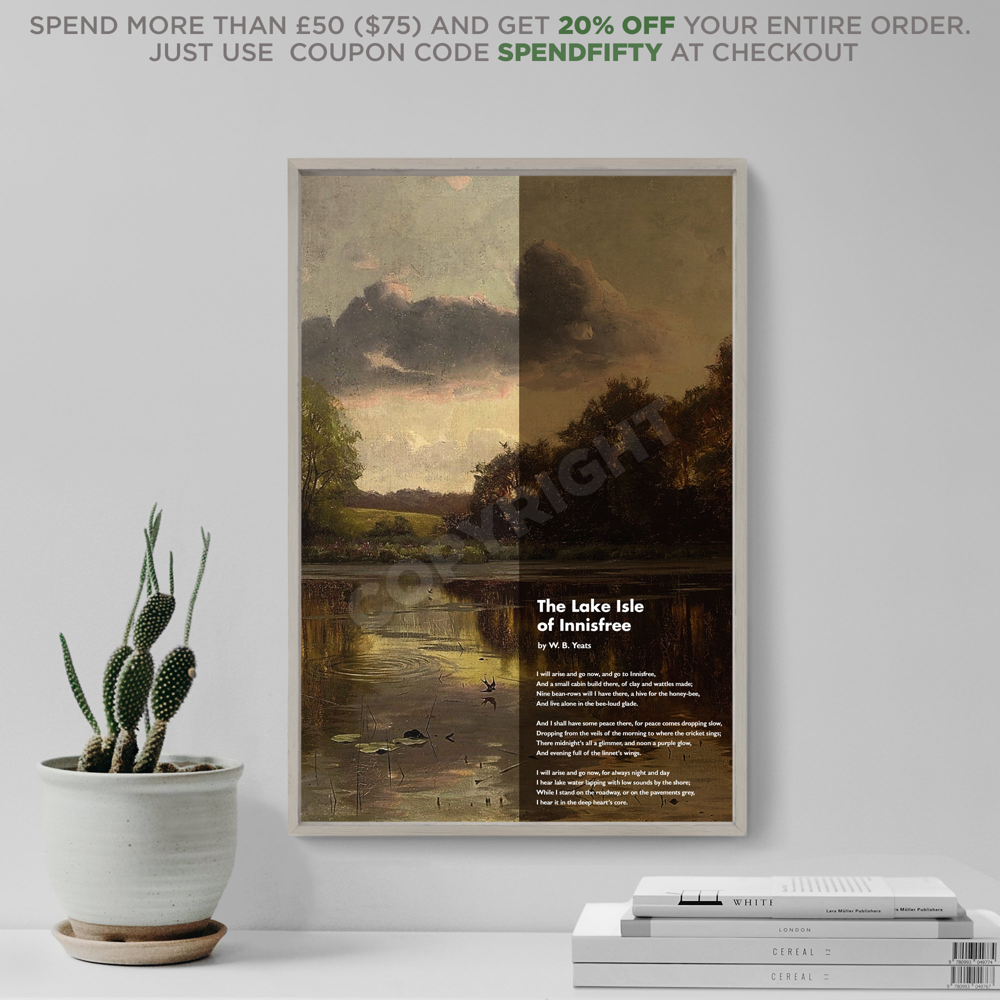 The Lake Isle of Innisfree Poem by W. B. Yeats - Art Print Poster Gift ...