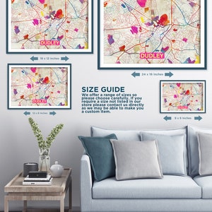 Dudley Map - Original Art Print - City Street Map of Dudley, England ...