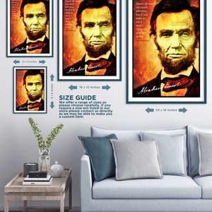 Abraham Lincoln Original Art Print With Quote - Photo Poster Gift Wall ...