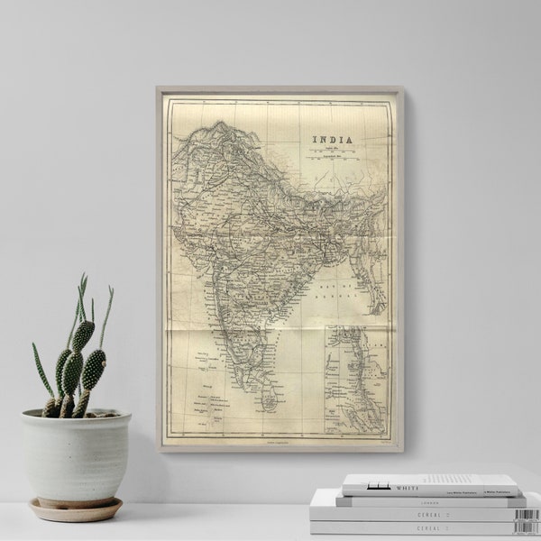Old Map of India Poster - Etsy